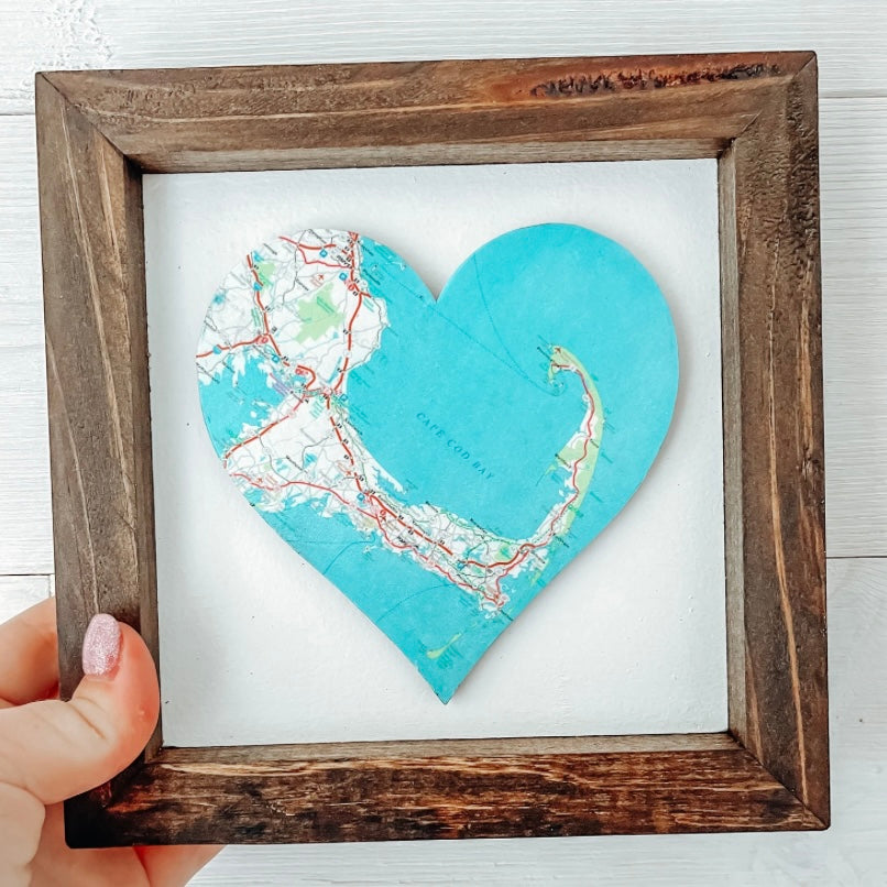 Cape Cod Heart Map Frame – Salty Harbor